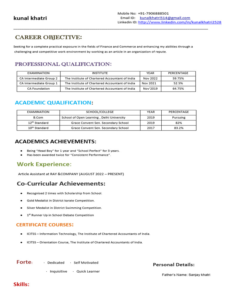 Kunal Khatri Resume 87 | PDF