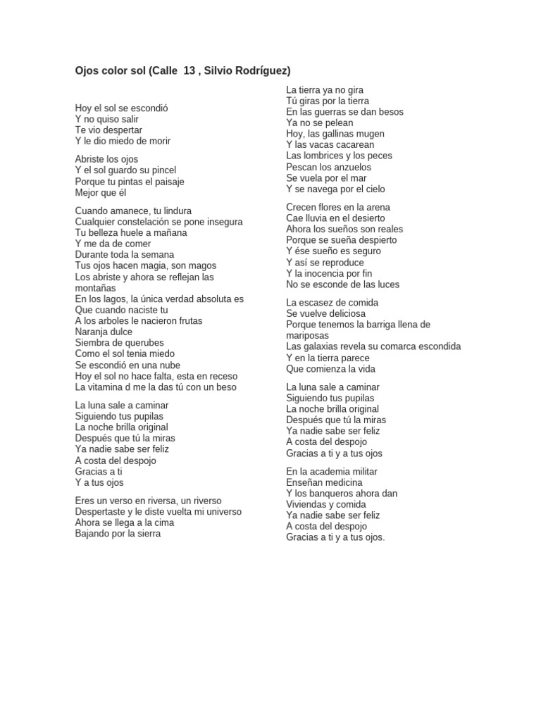 Ojos Color Sol | PDF