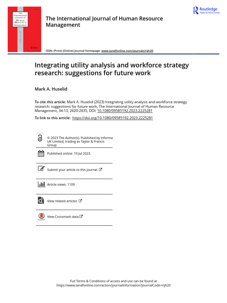 Integrating Utility Analysis in HR Strategy | PDF | Human Resource ...