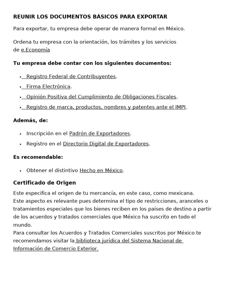 Reunir Los Documentos Básicos para Exportar | PDF