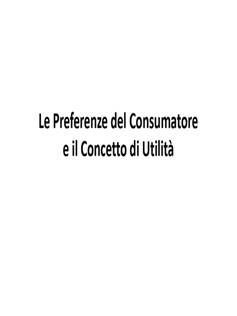 Le Preferenze Del Consumatore | PDF