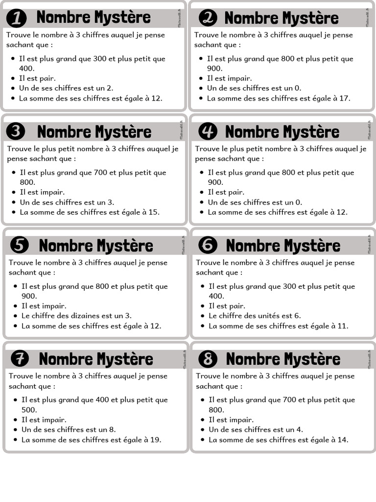 Rituels Math Le Nombre Mystère | PDF