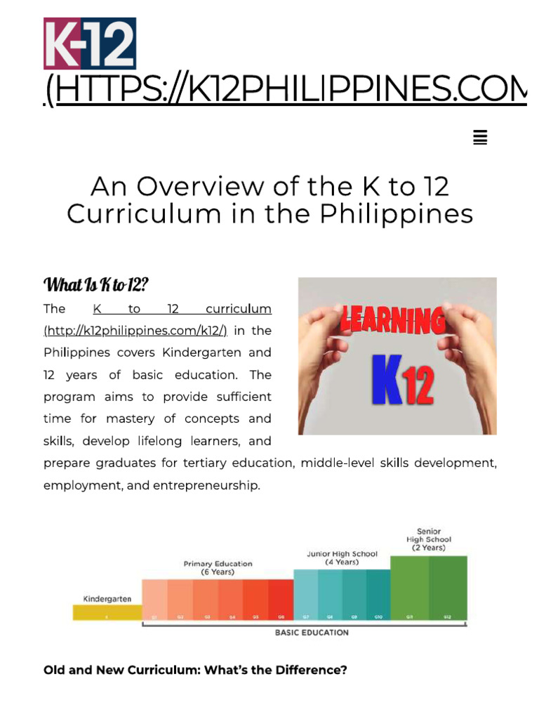Overview k-12 Curriculum in The Philippines | PDF