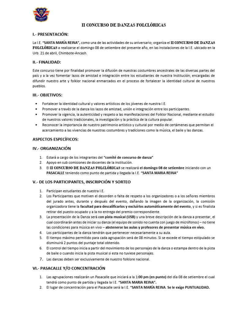 II Concurso de Danzas Folclóricas SMR | PDF