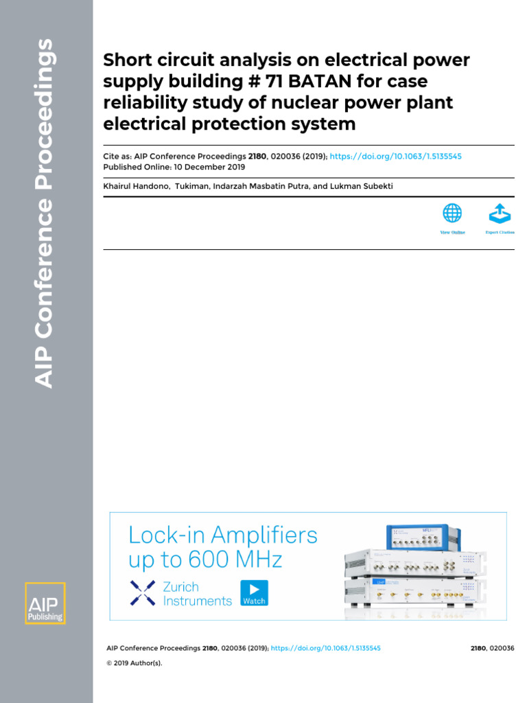 Short Circuit Analysis for Nuclear Power Supply | PDF | Electrical ...