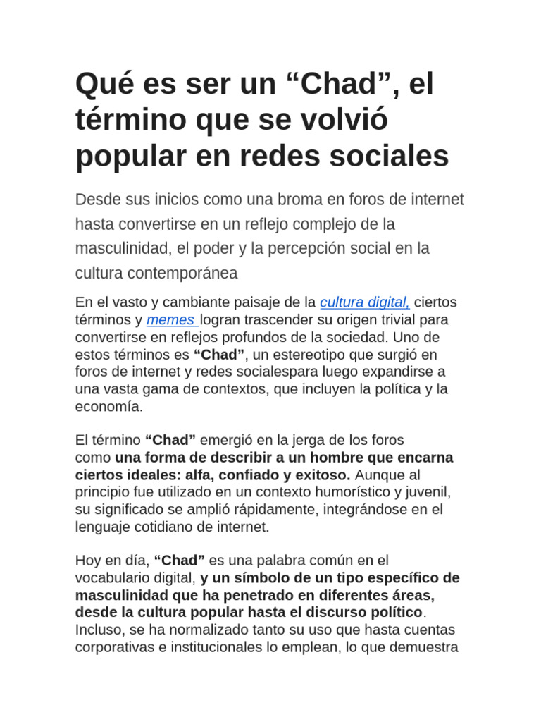 Qué Es Ser Un CHAD | PDF