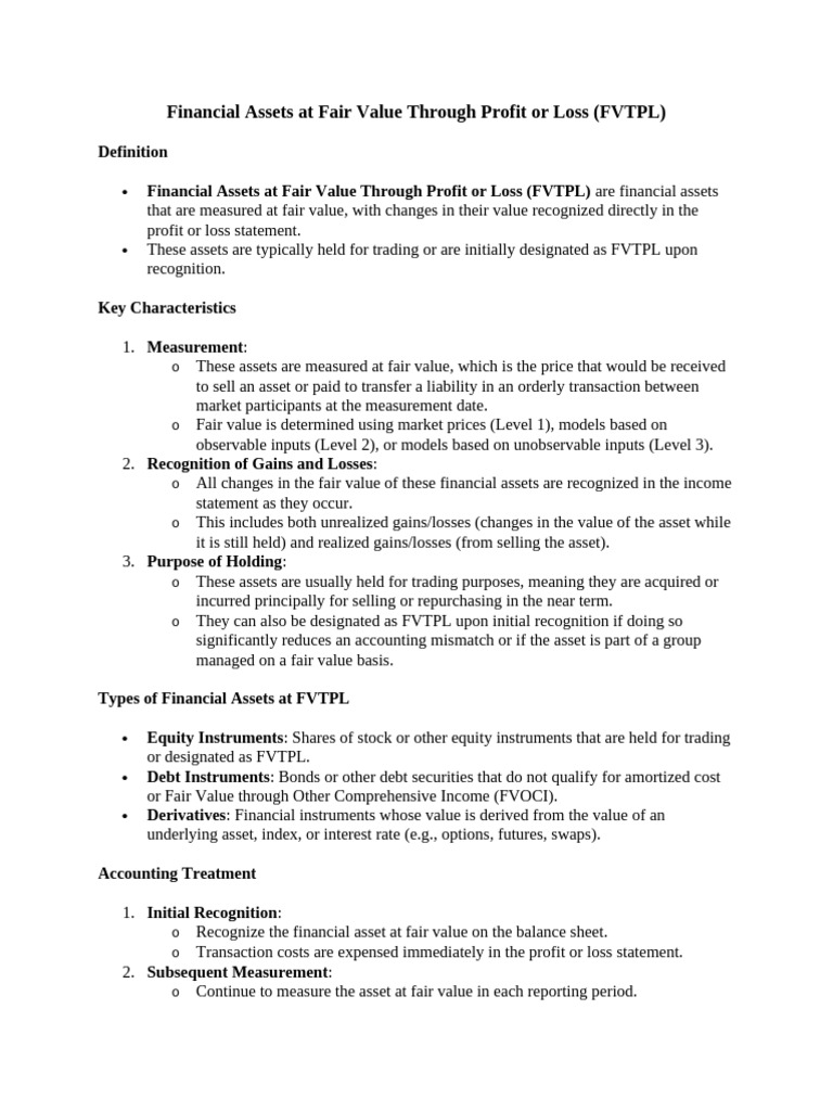 Financial Assets at Fair Value Through Profit or Loss | PDF | Fair ...