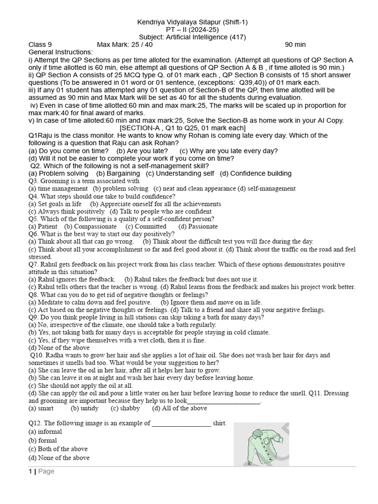 Ix Sample Paper Ai | PDF