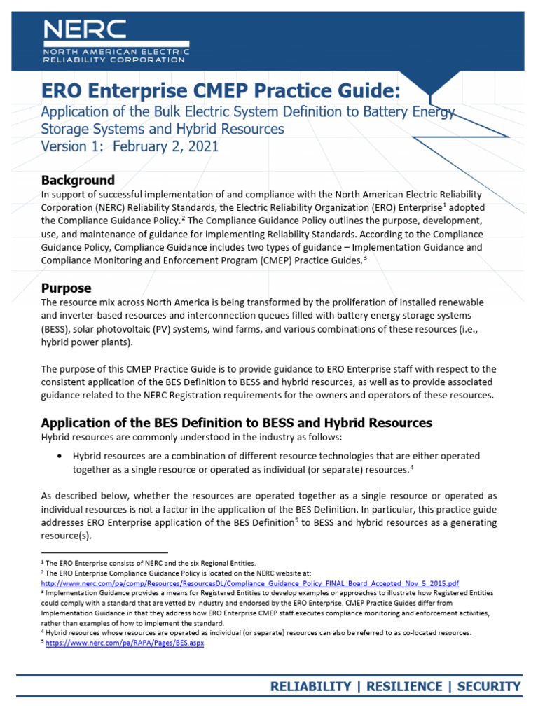 CMEP Practice Guide Application of The BES Definition To BESS and ...