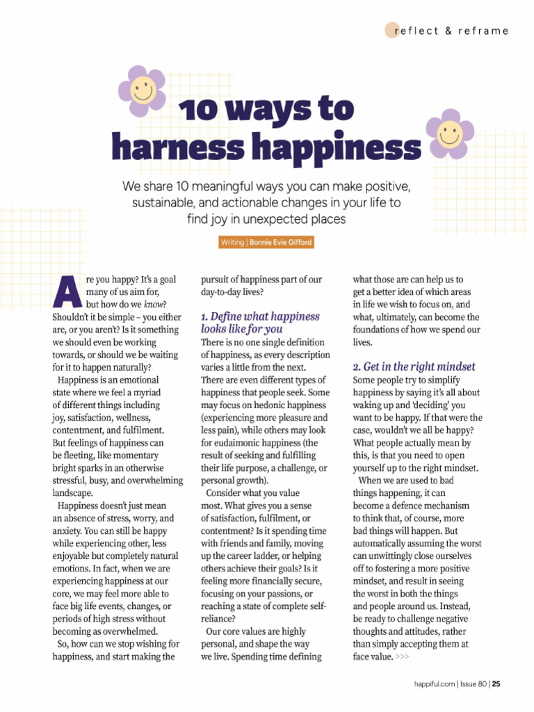 10 Ways To Harness Happiness | PDF