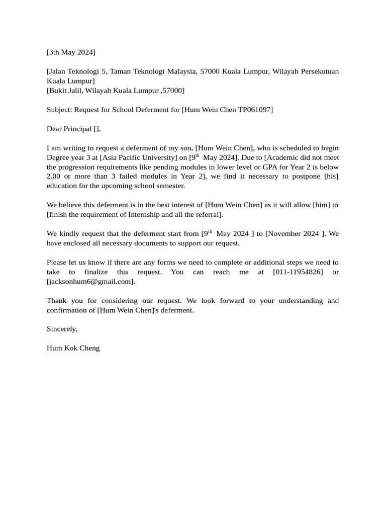 Deferment Letter | PDF