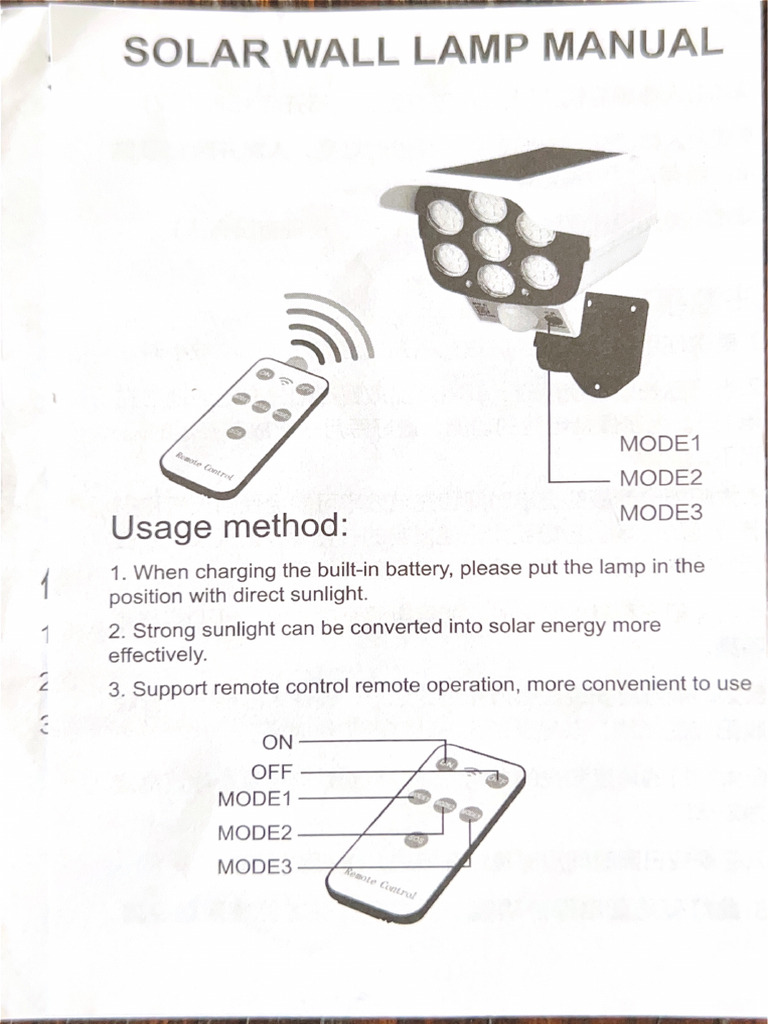 Solar Wall Lamp Manual | PDF