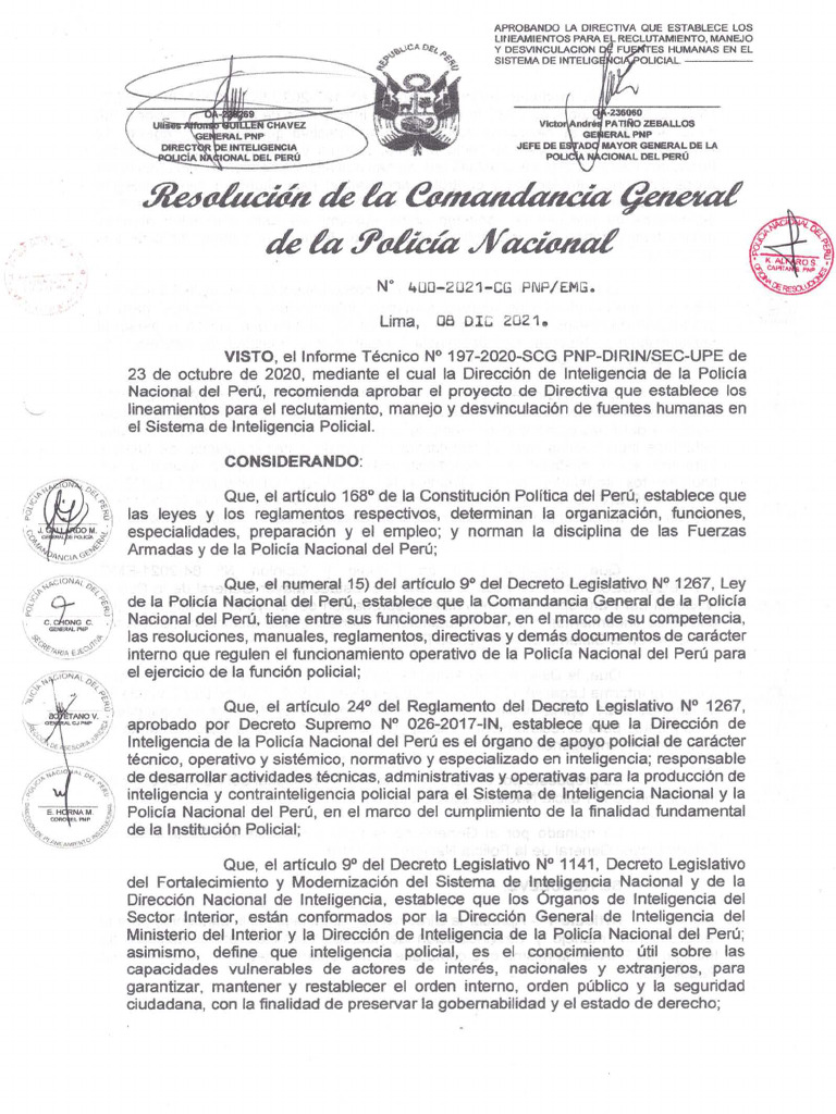 Directiva #16-2021-Comgen-Pnp-Dirant-A | PDF