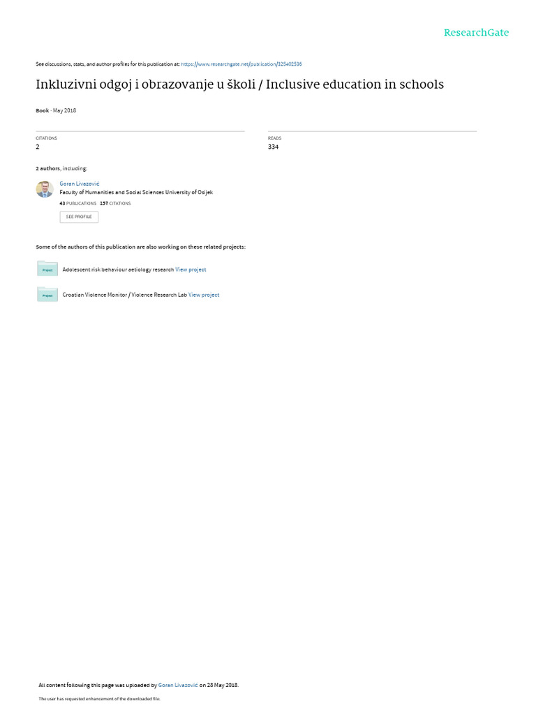 Livazovic Inkluzivni Odgoj I Obrazovanje U Skoli | PDF