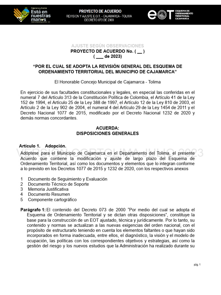 Proyecto de Acuerdo Cajamarca - V10 - 230914 | PDF