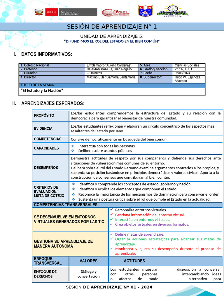 Sesion 1 - 2° DPCC - Uni 5 - Sem 01 | PDF