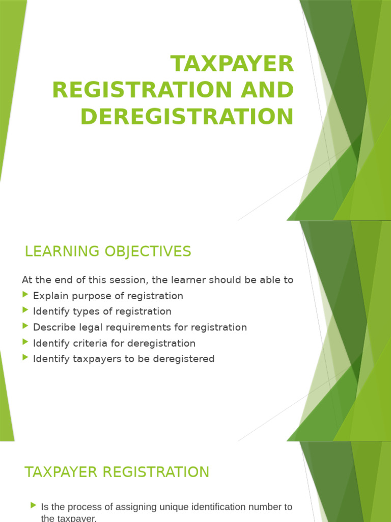 Taxpayer Registration and Deregistration | PDF