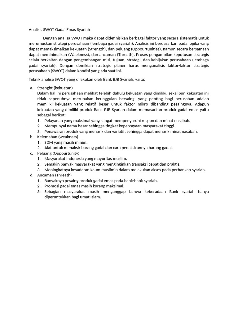 Analisis Swot Bjbs | PDF