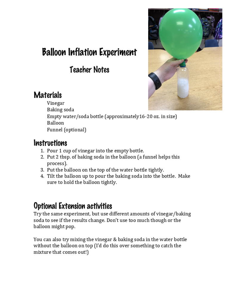 Balloon Inflation Experiment | PDF