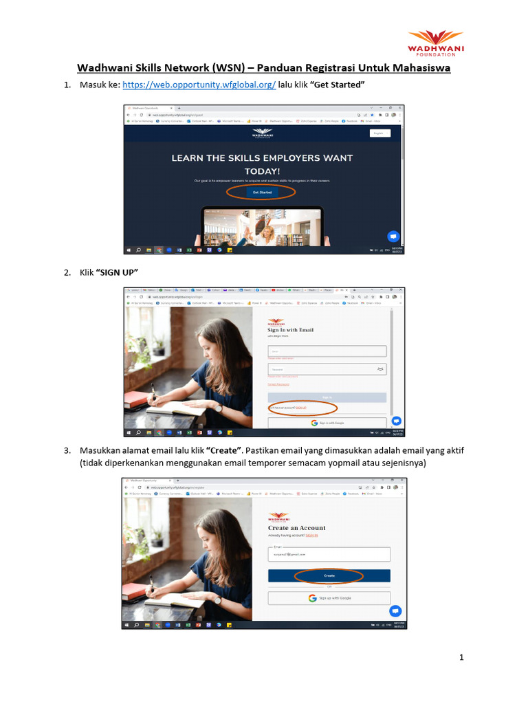 PNP - Mahasiswa - Panduan Registrasi WSN Platform NextGen | PDF