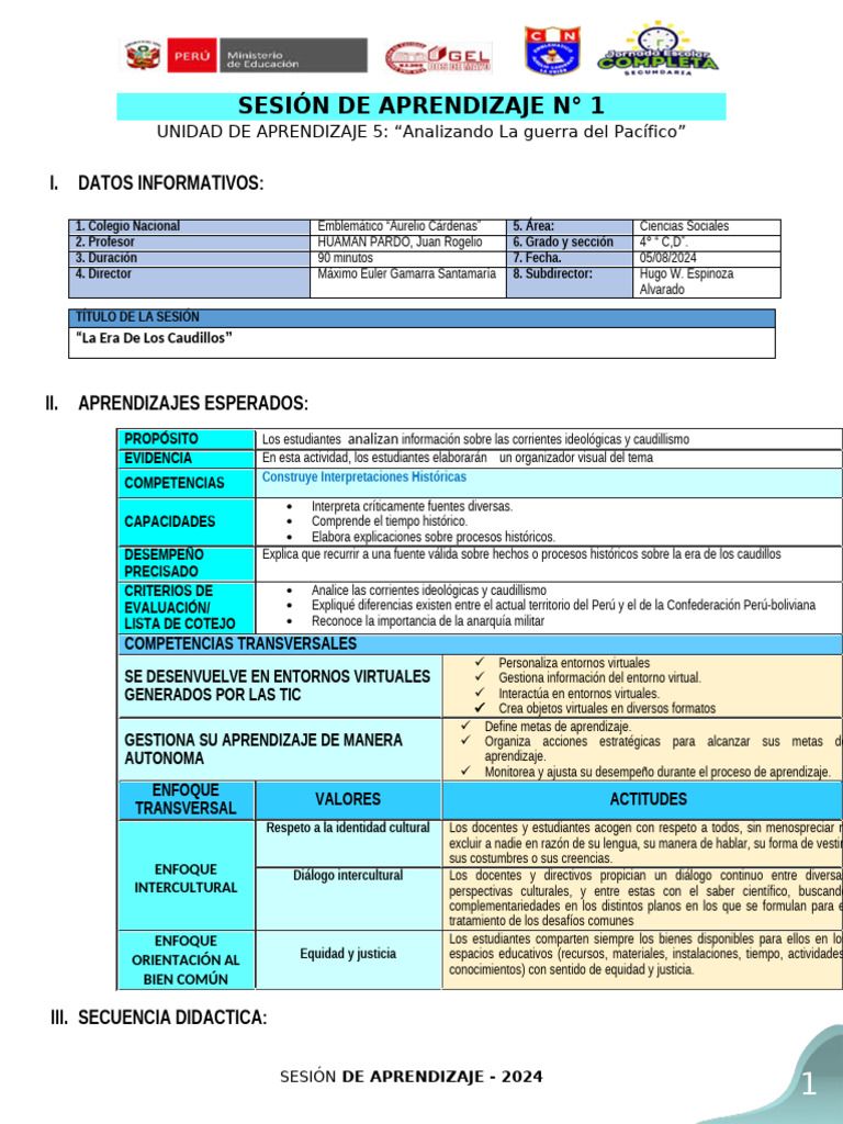 Sesion CCSS 4° Sec-Semana 01 Uni 5 | PDF