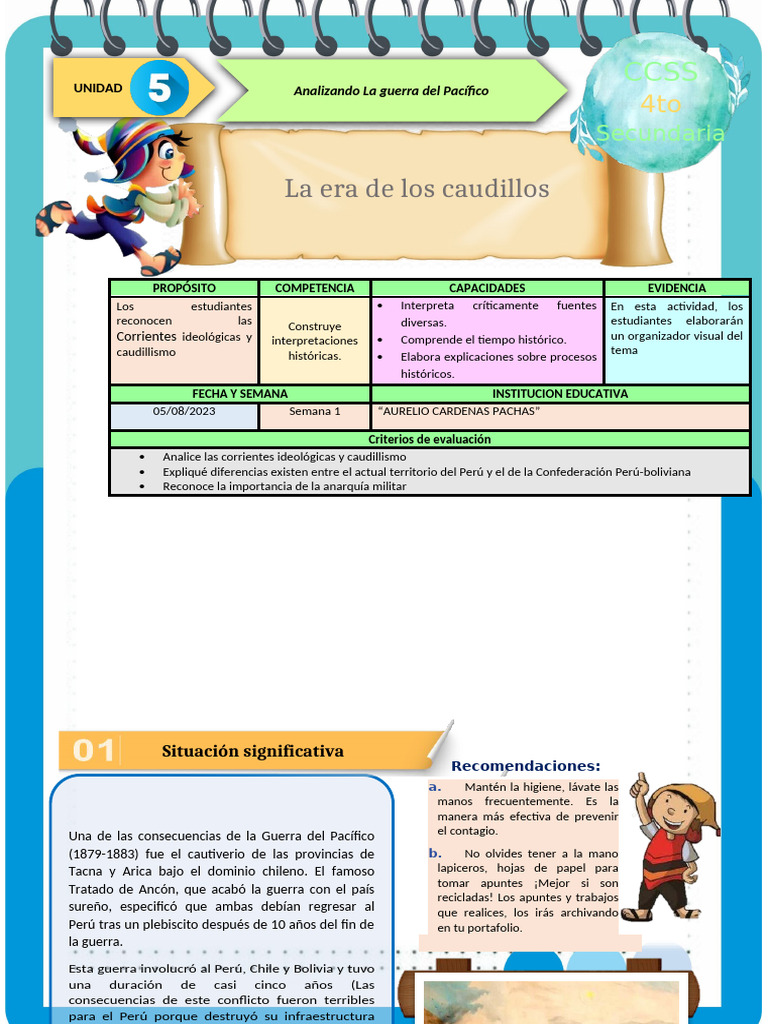 Ficha de Actividad CCSS 4°-Semana 1 Uni 5 | PDF