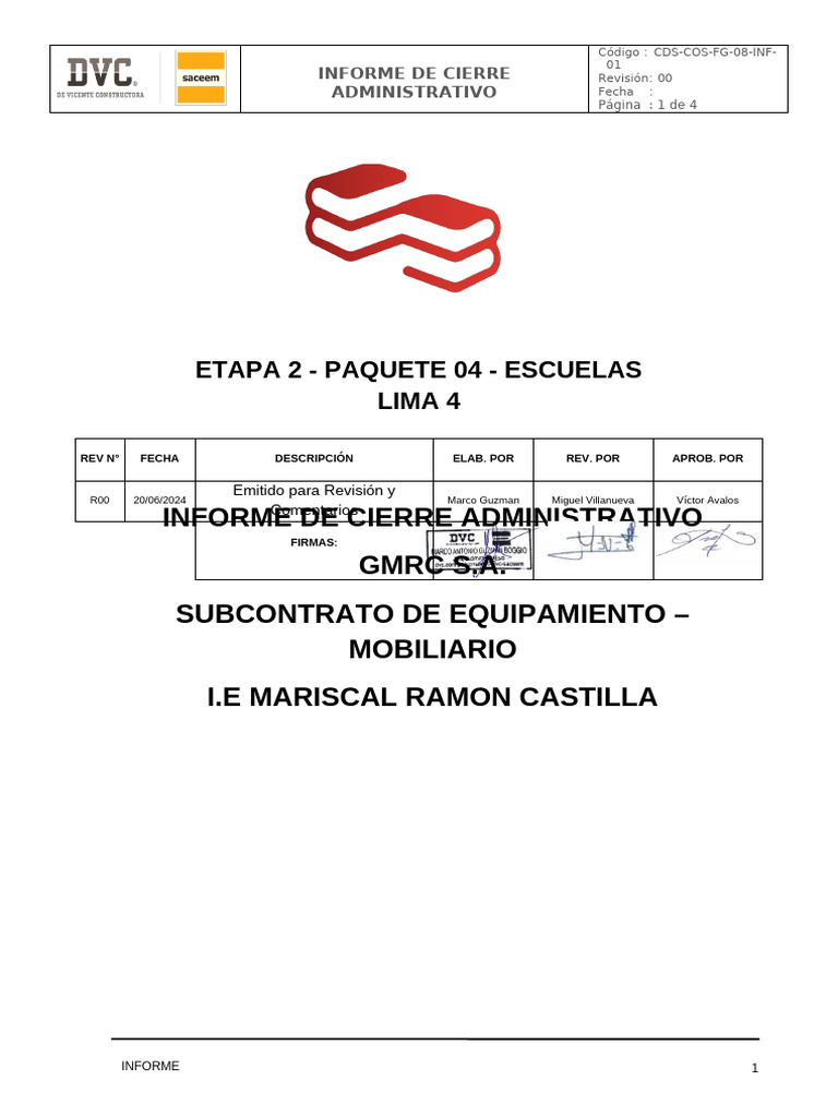 Informe - 020 - Cco - Adm - GMRC S.A. - Rev.00 | PDF