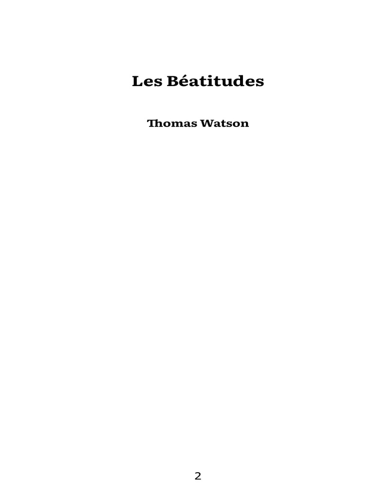Les Béatitudes - Thomas Watson | PDF