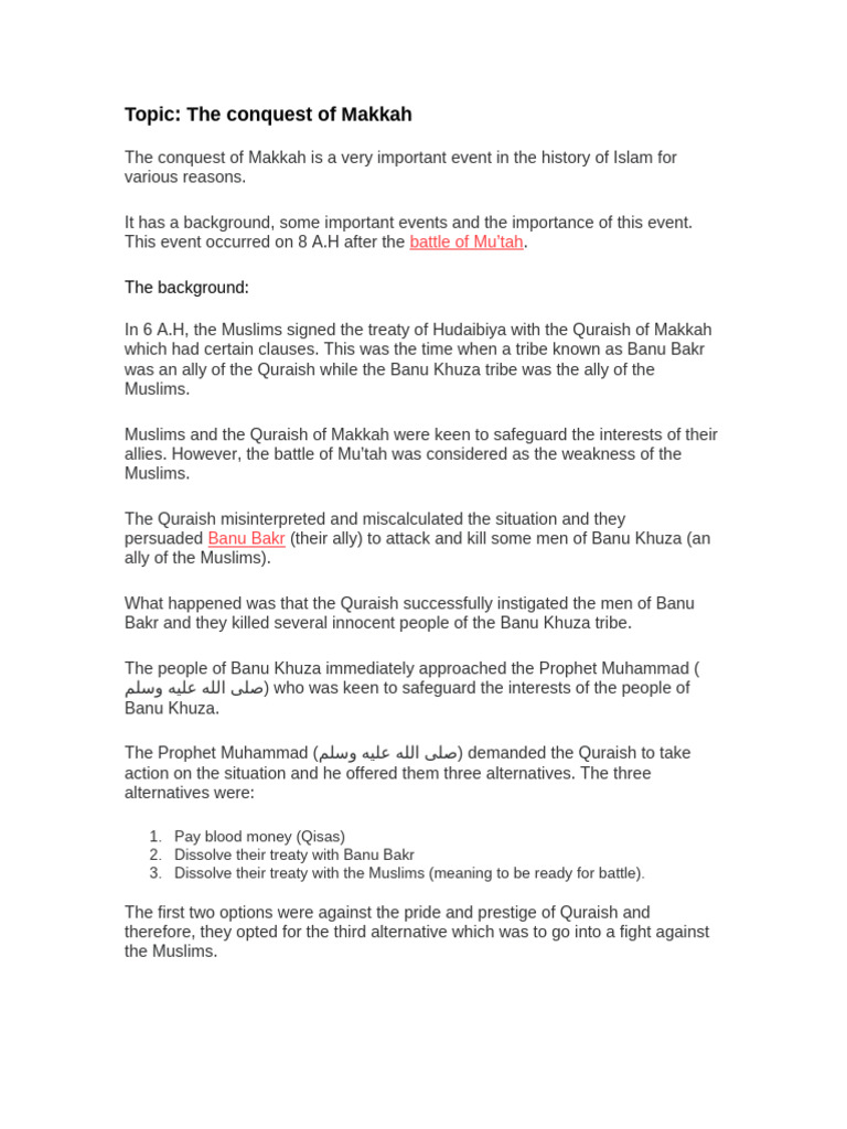 Conquest of Makkah | PDF