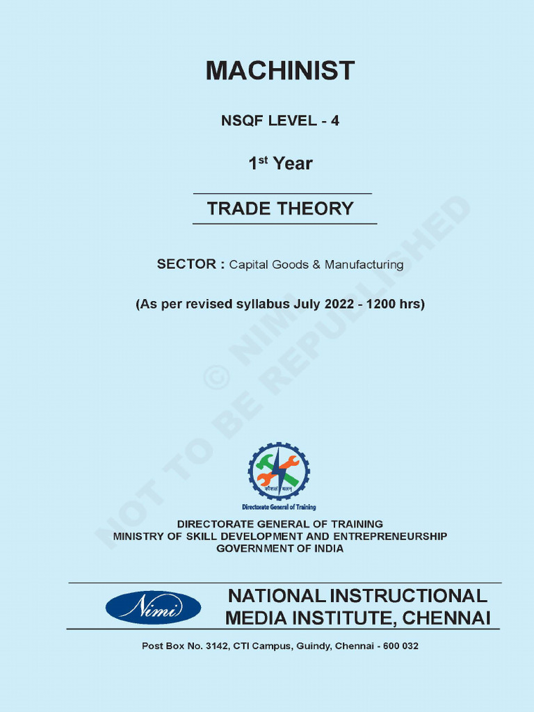 Machinist - 1st Year - Theory | PDF