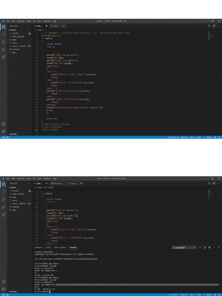 Main.c - CSO101 - Visual Studio Code 03-01-2021 17 - 23 - 01 | PDF
