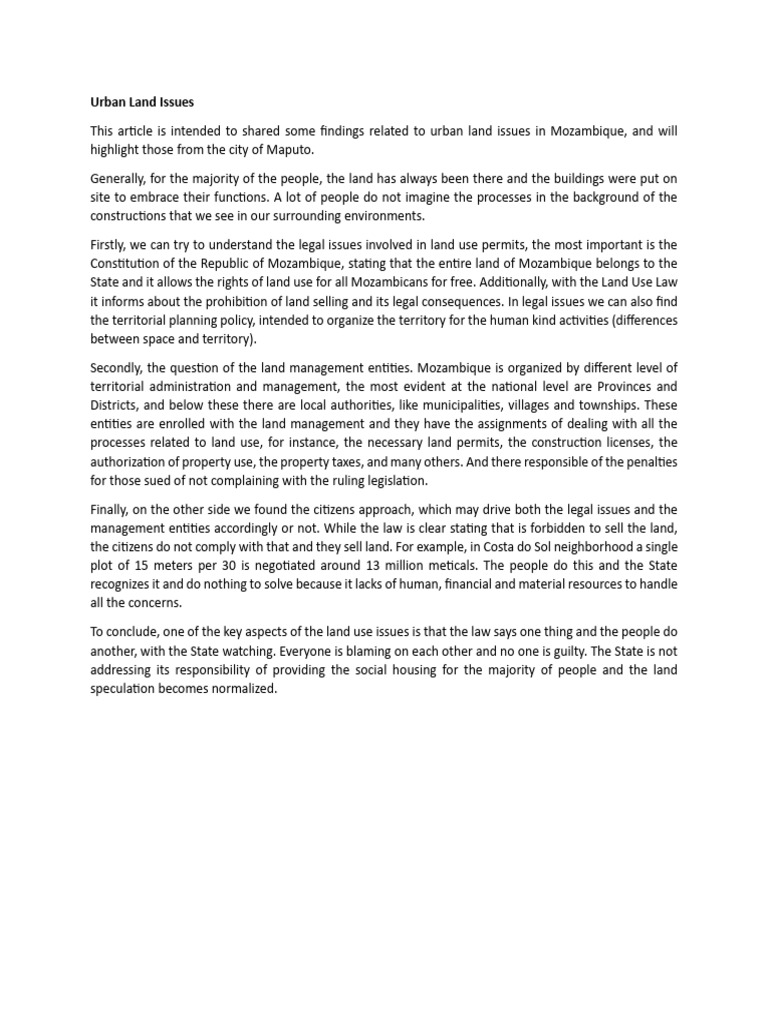 Urban Land Issues - SC | PDF