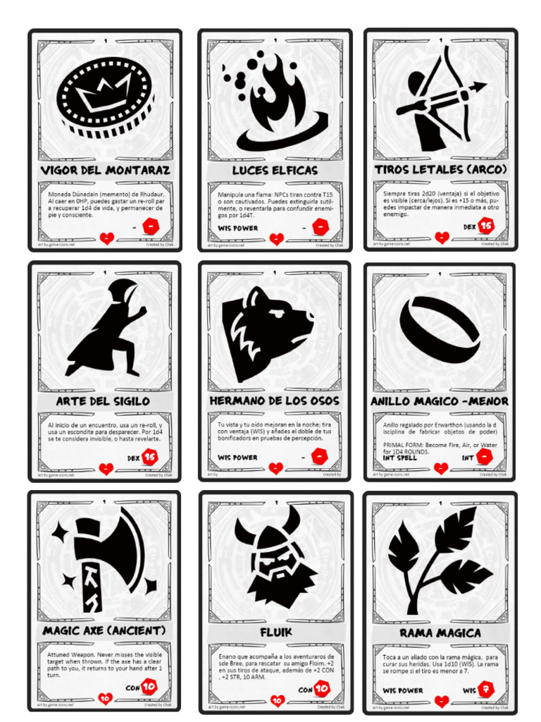 Cartas Middle Earth ICRPG | PDF