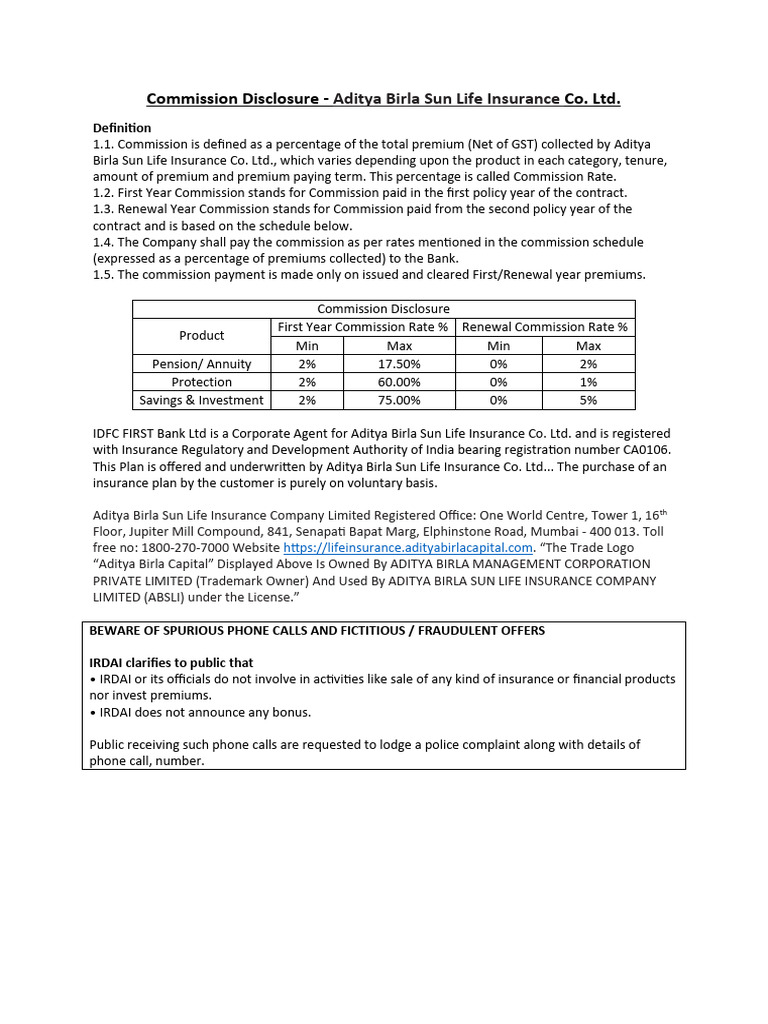 ABSLI Disclosure | PDF