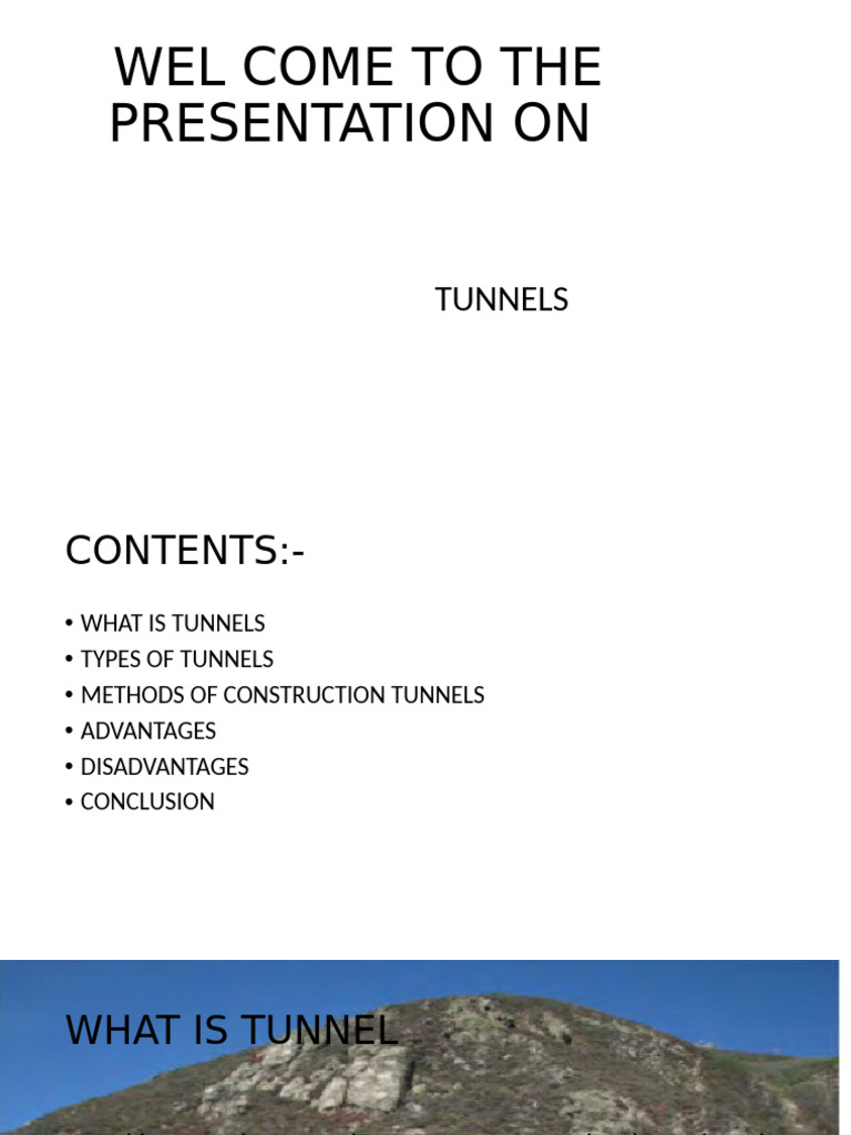 Group Presentation On Tunnels | PDF