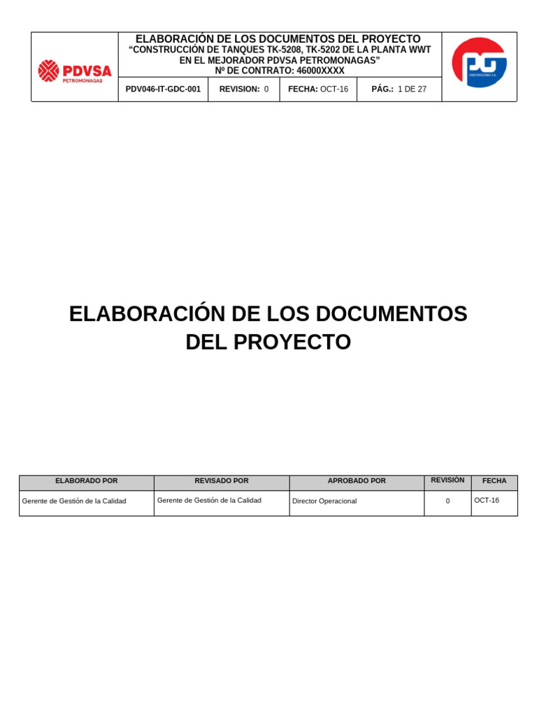 PDV046-IT-GDC-001 Elaboracion de Los Documentos Del Proyecto | PDF | Sistema de manejo de ...