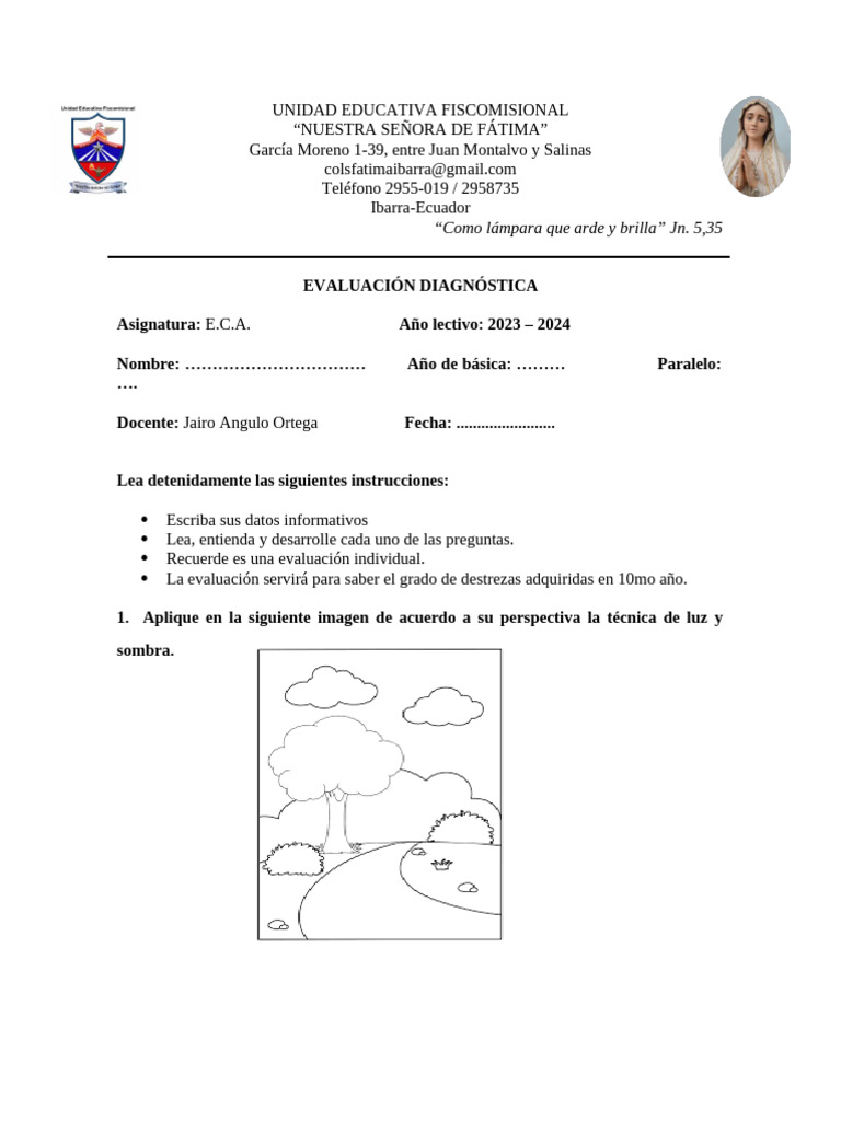Evaluación Diagnóstica E.C.A 10mo Egb | PDF