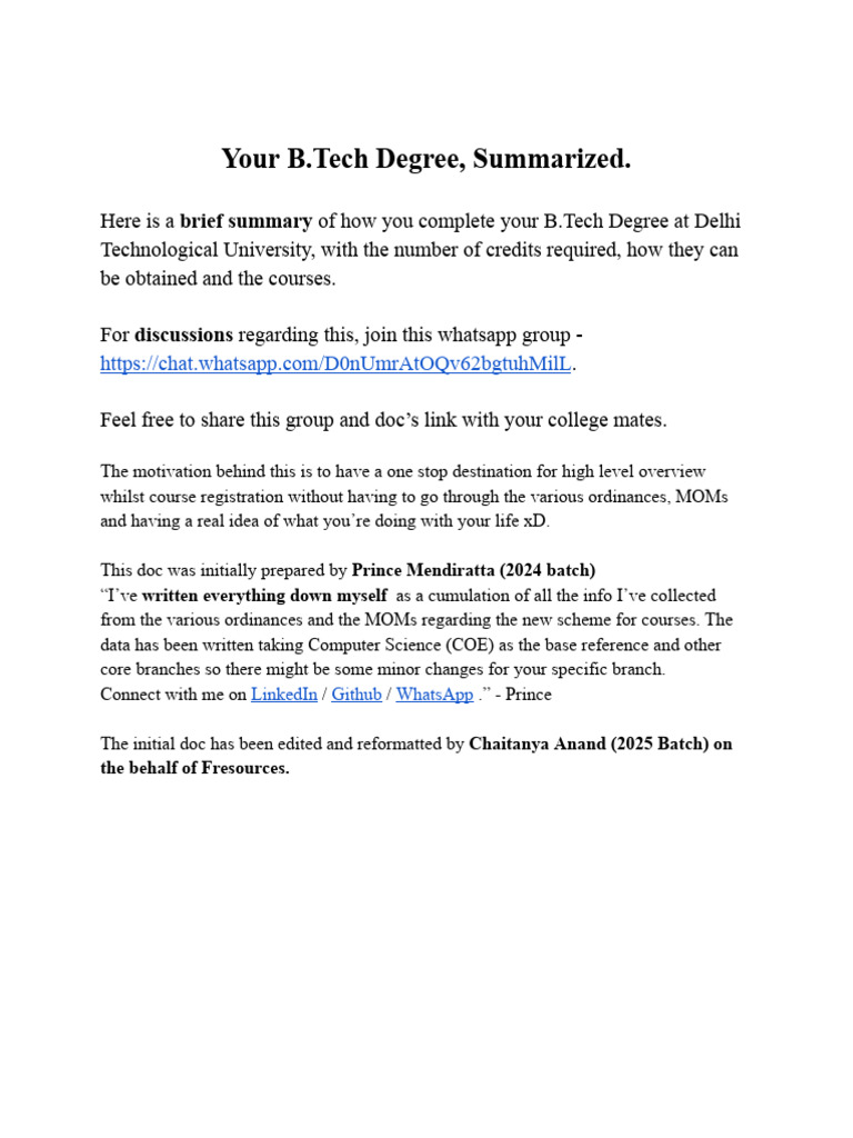 Credit Distribution Dtu | PDF