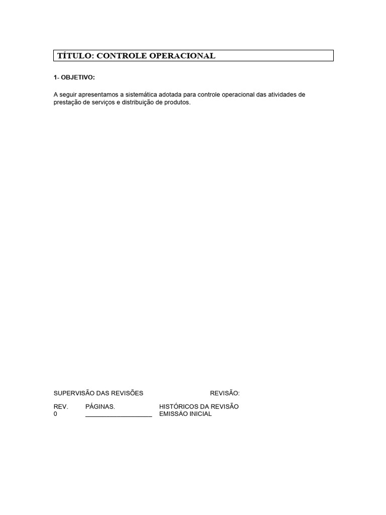 CONTROLE OPERACIONAL - PRODUÇÃO | PDF