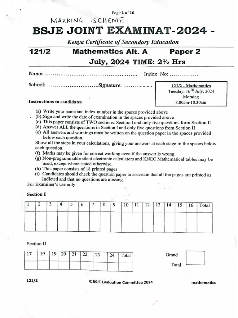 Math PP2 Scheme | PDF