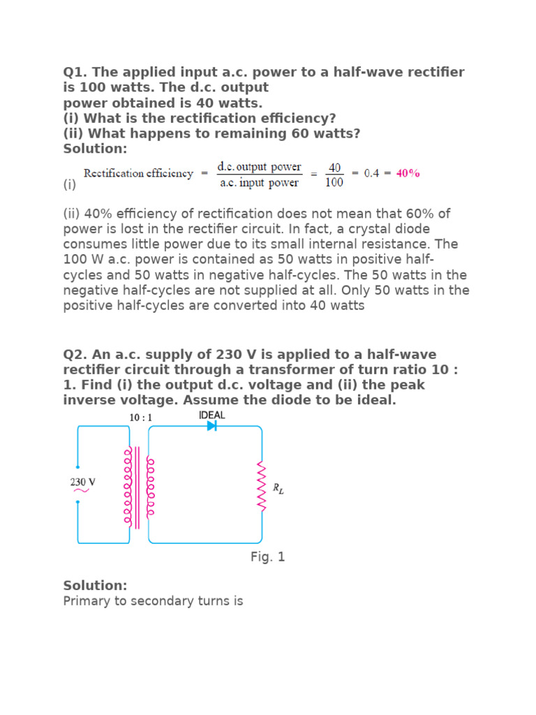 Electronics Answer Mathematics Questionn On Diode Calculation | PDF