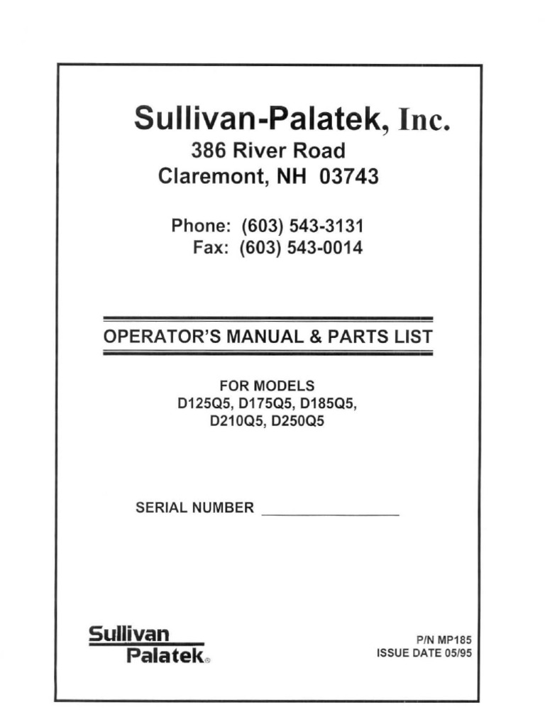 Sullivan MANUAL D125-250Q5 05-95 | PDF