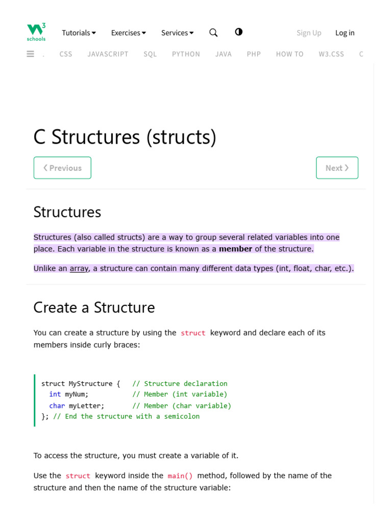 C Structures (Structs) | PDF