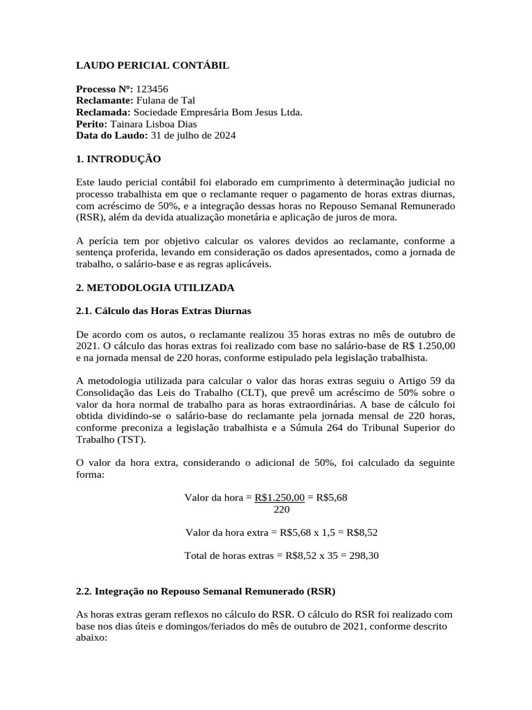 Laudo Pericial - Trabalho) | PDF