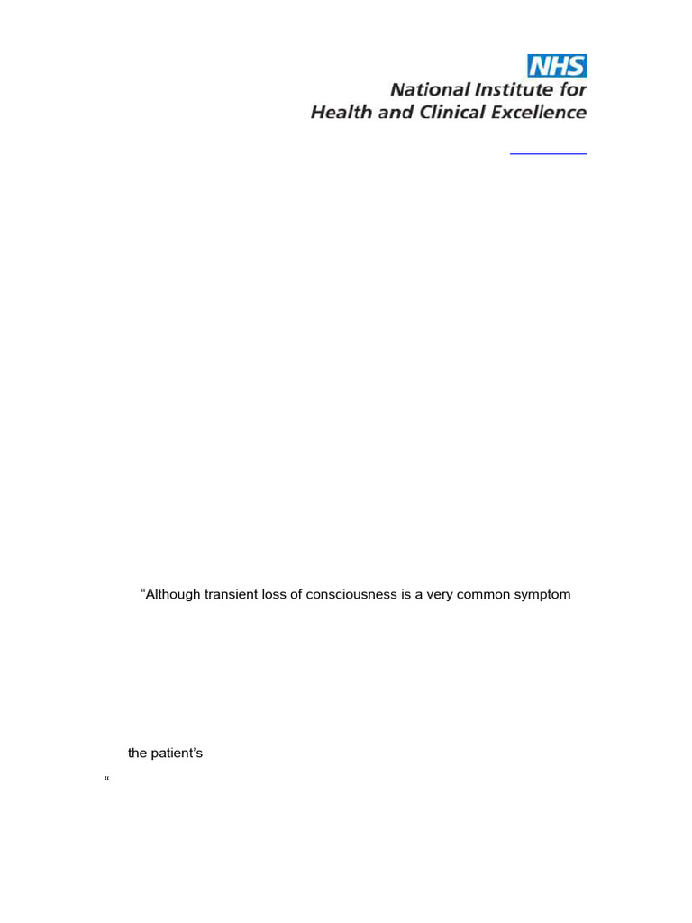 Serious Causes Behind Blackouts Underrecognised Warns Nice3 | PDF