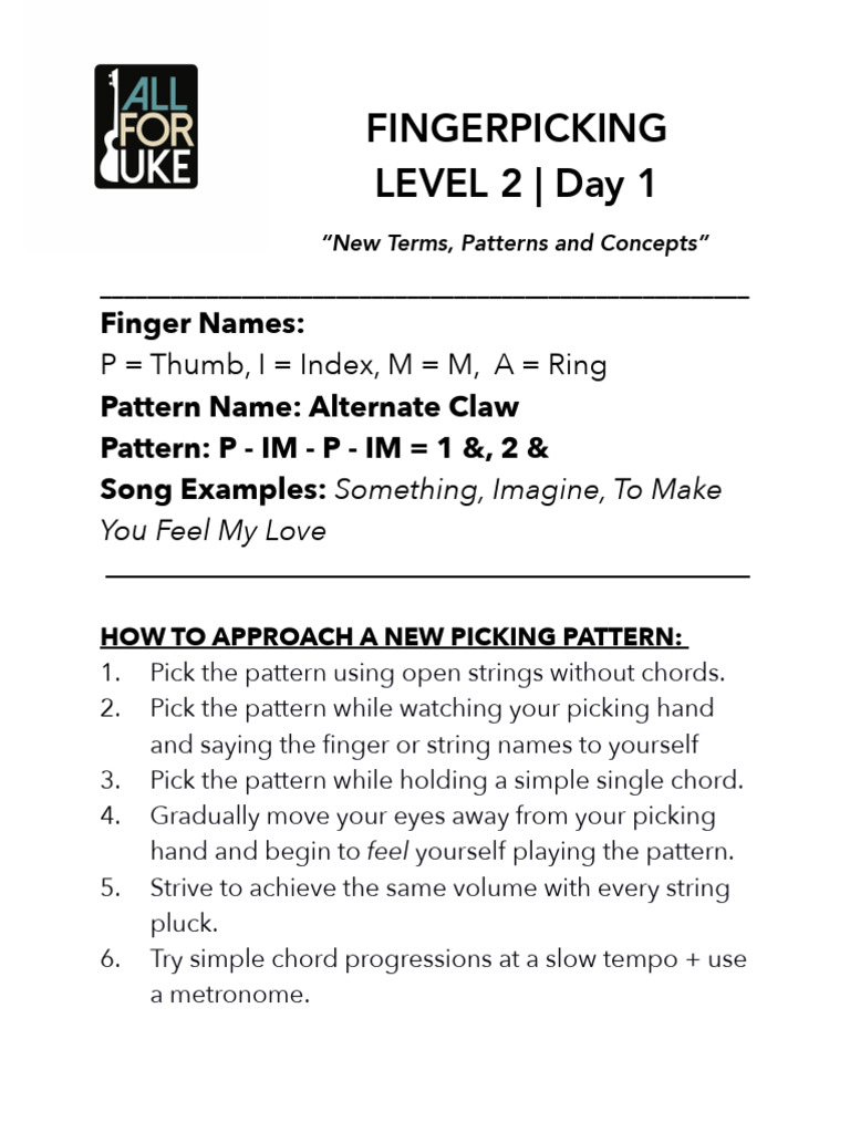 A4U Fingerpicking Level 2 Day 1.2 | PDF
