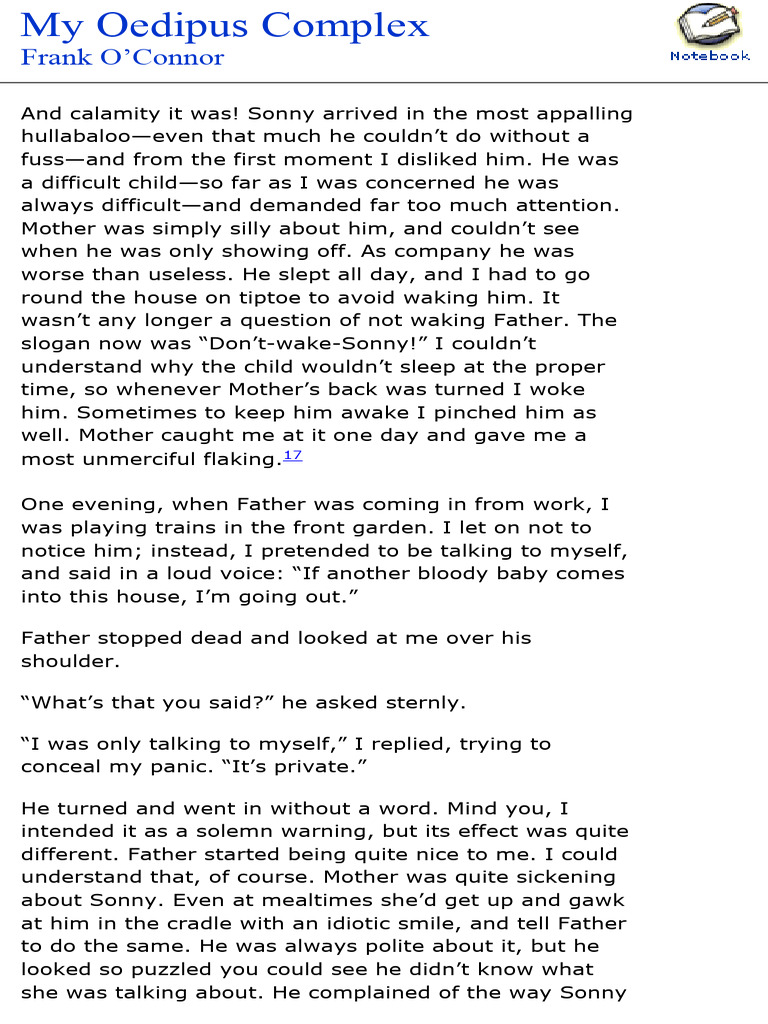 Frank Oconnor My Oedipus Complex 2 | PDF