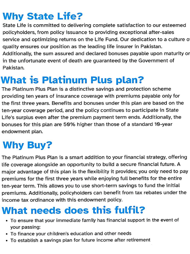 3 Year Platinum Endowment Policy Detail | PDF