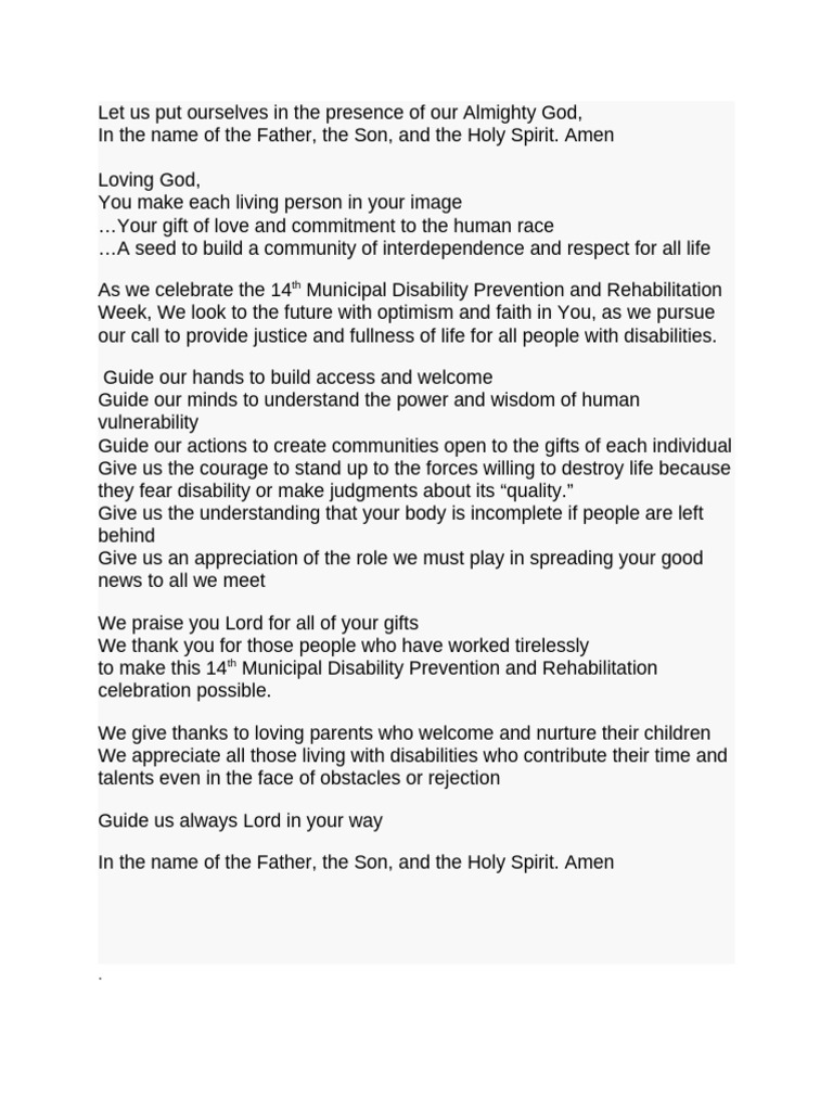 PWD Prayer... | PDF