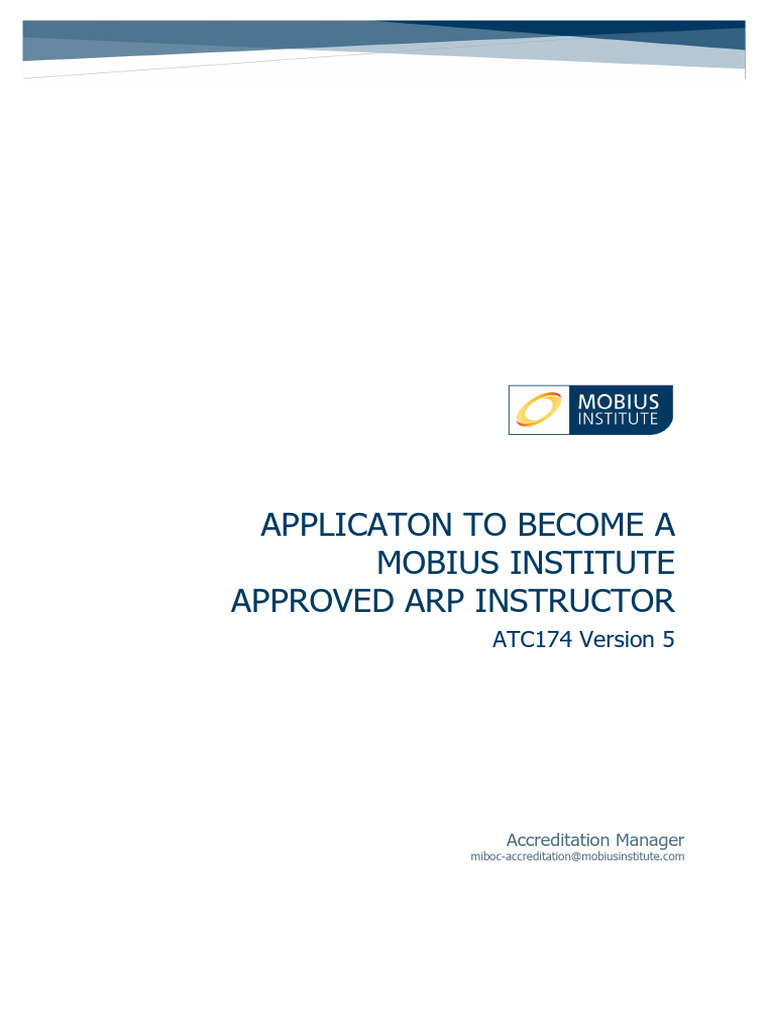 ATC174 Application To Become A Mobius Institute Approved ARP Instructor ...
